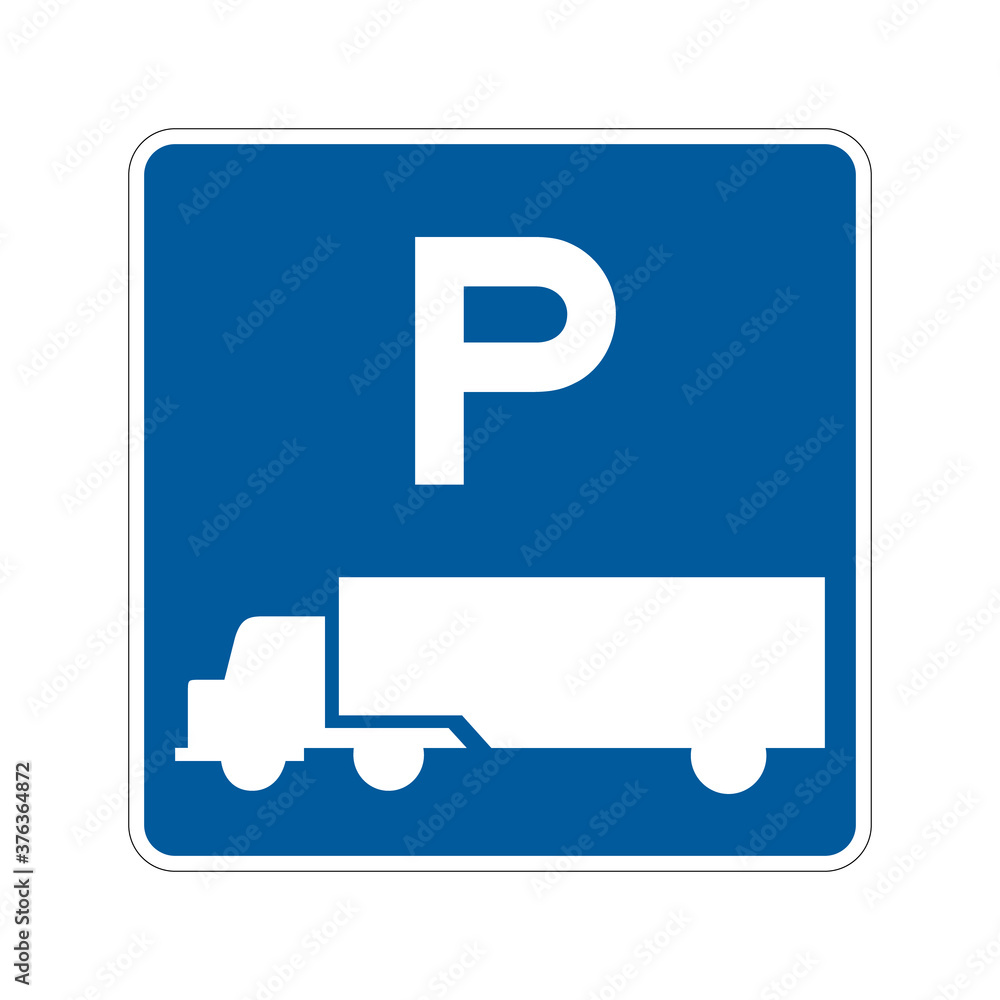 Truck parking place road sign. Vector illustration of park zone area ...