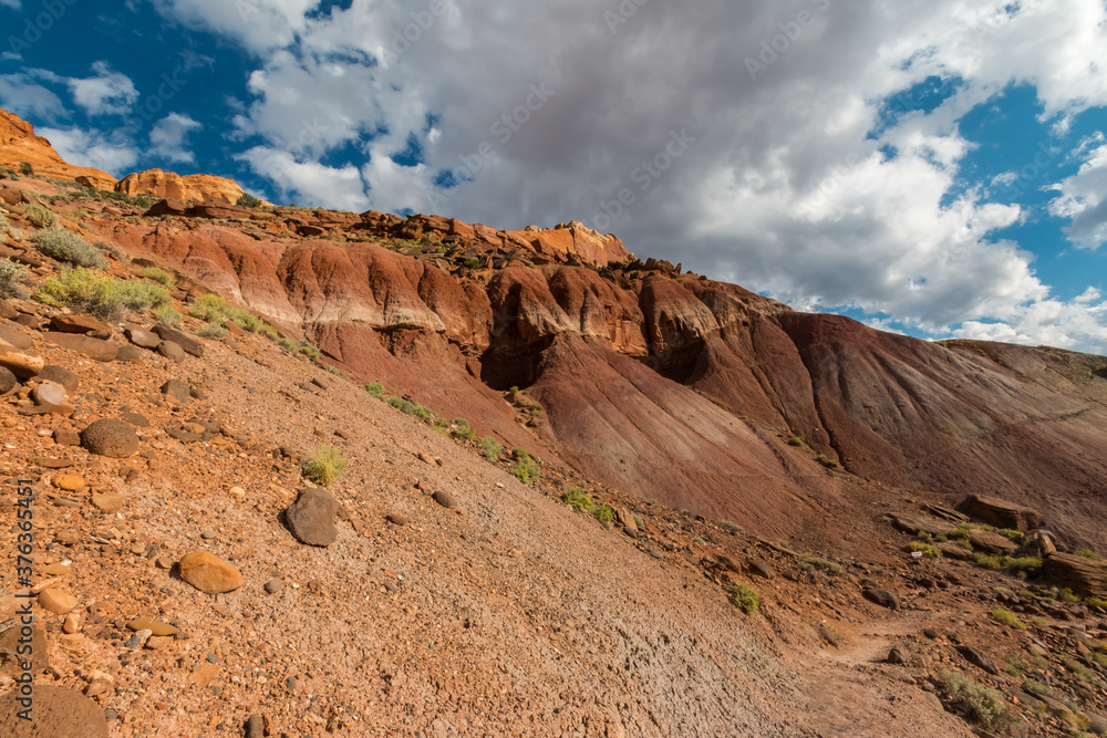 Red Hills of Eroded Sand and Clay Wash Down From the Steep Cliffs of ...