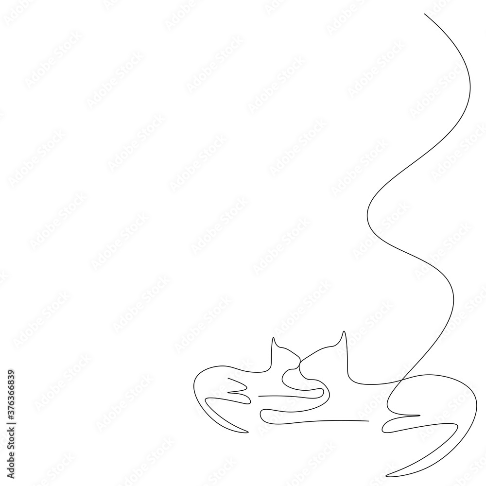 Cat one line drawing. Vector illustration Stock Vector | Adobe Stock