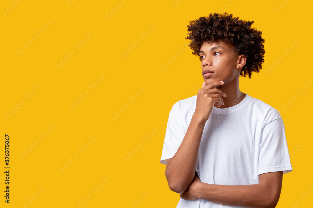 Pensive black teenager. Think idea. Confused young african student ...