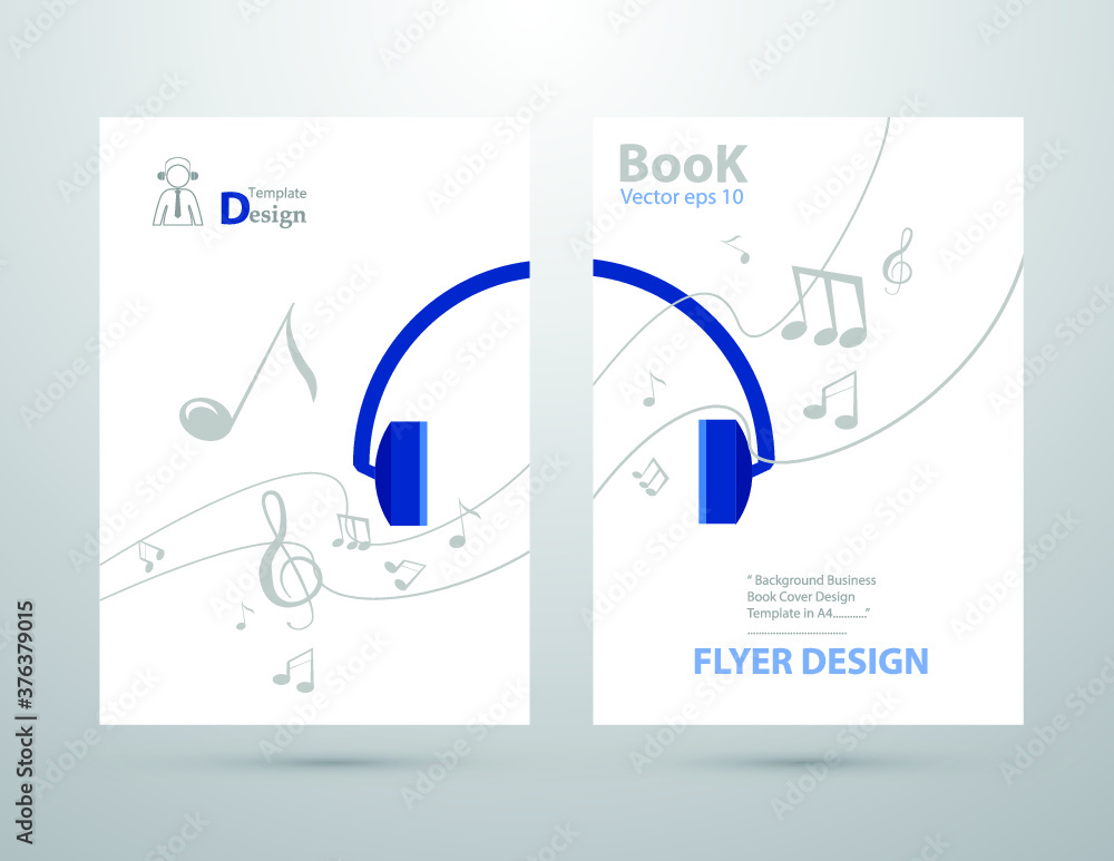Music note. Blue annual report brochure flyer design template vector ...