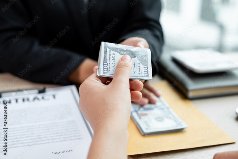 The businesswoman offers and gives money to his partners for bribery of ...