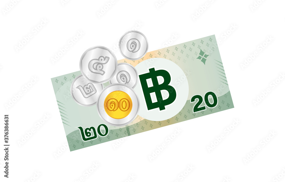 thai banknote money 39 baht isolated on white, thai currency thirty ...