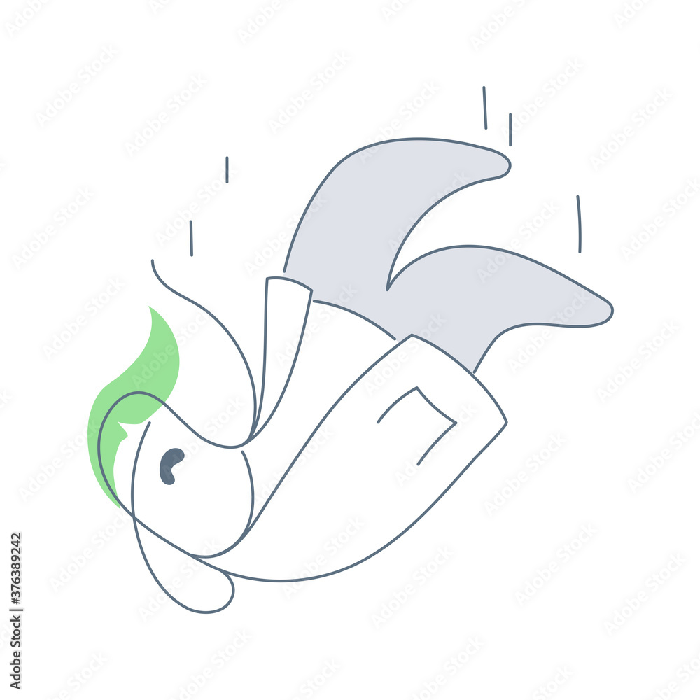 Falling down man, the businessman is losing balance and falling down ...