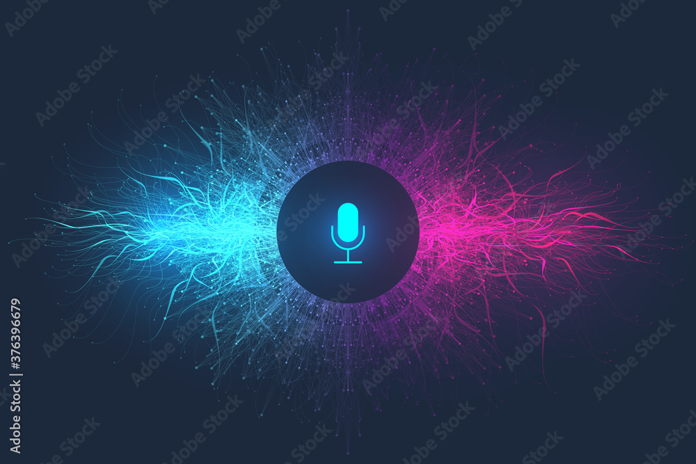 Voice assistant concept. Vector sound wave. Voice and sound recognition ...