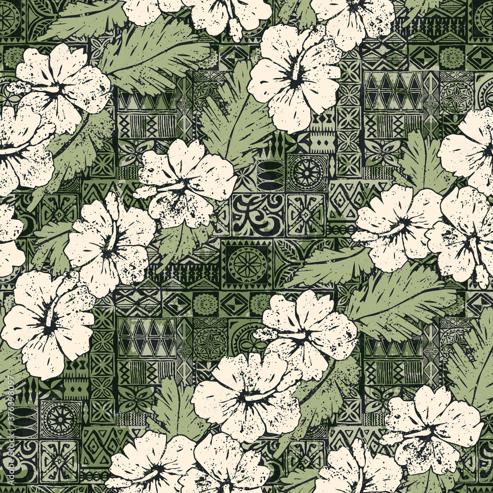Vintage Hawaiian Floral Pattern