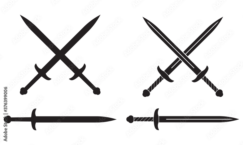 Medieval Crossed Swords Templar Cross Sword With Scabbard Belt