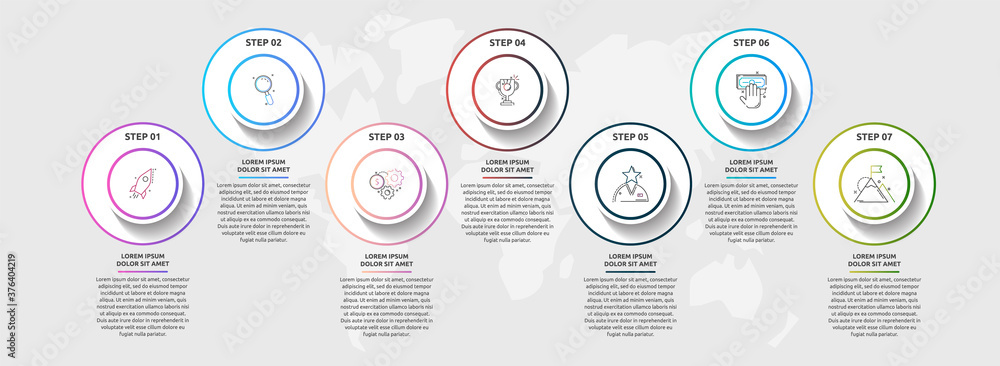 Vector infographic template circles for seven icons, diagram, graph ...