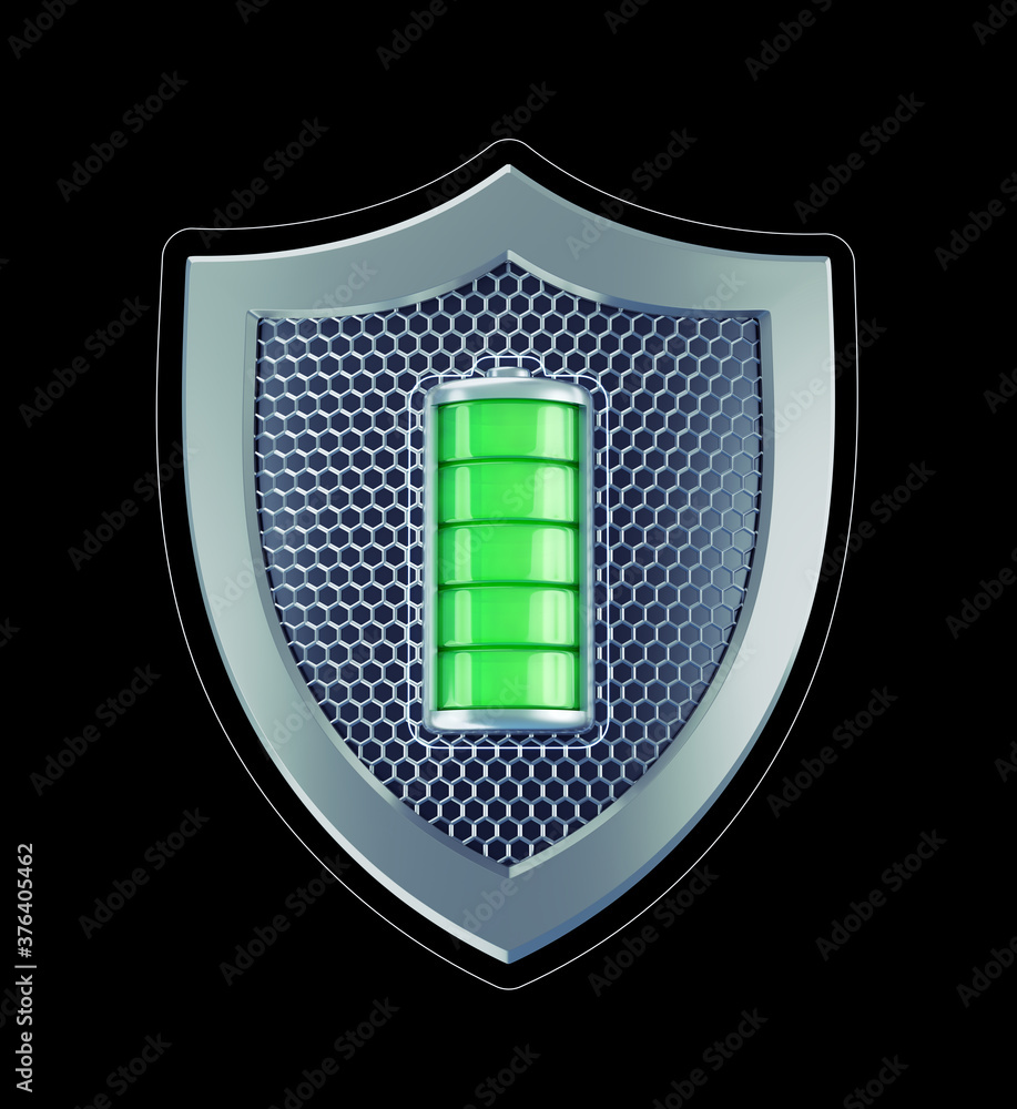 Battery Safety Shield. Graphic representation of an abstract battery ...