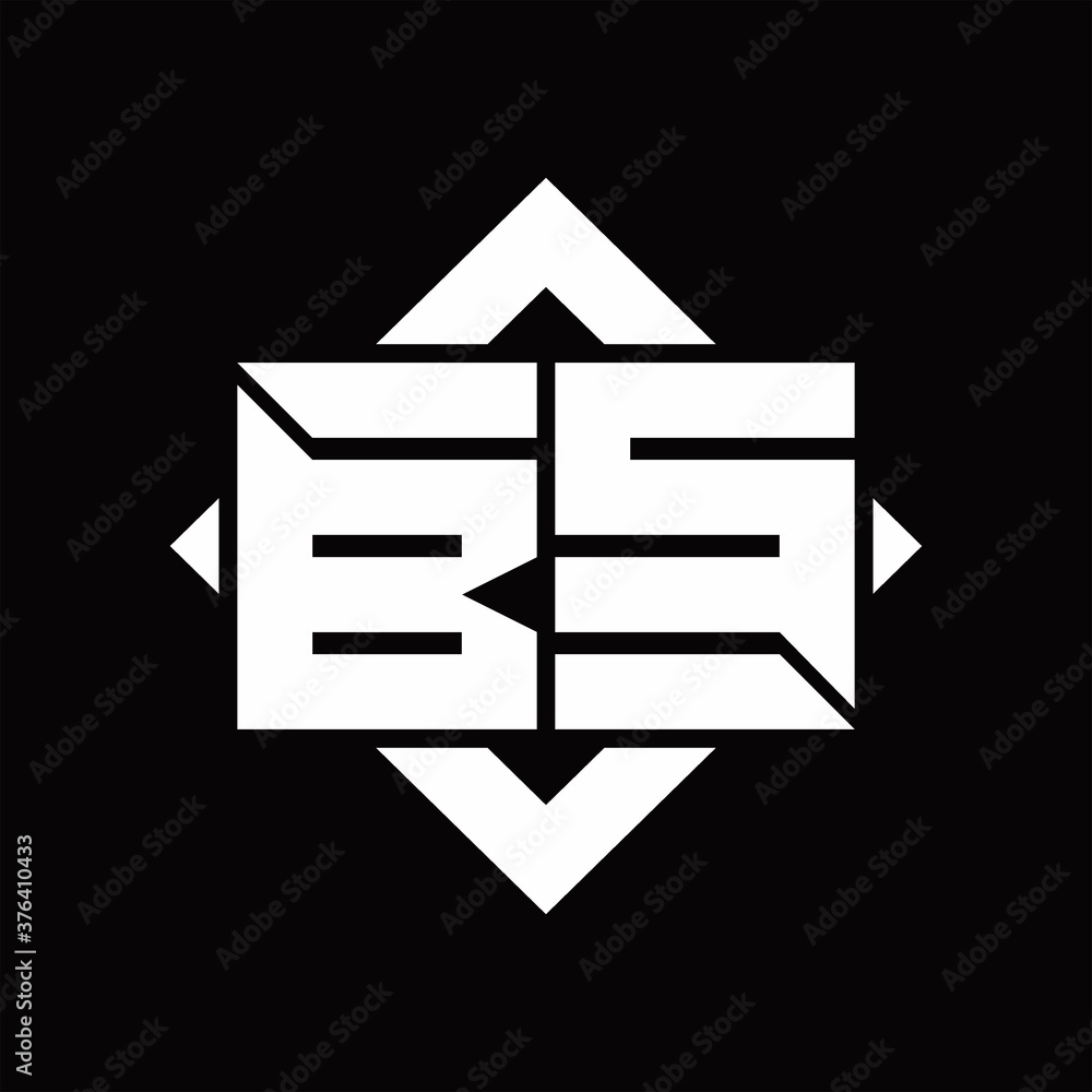 BS Logo monogram with overlapping line square rotate design template ...