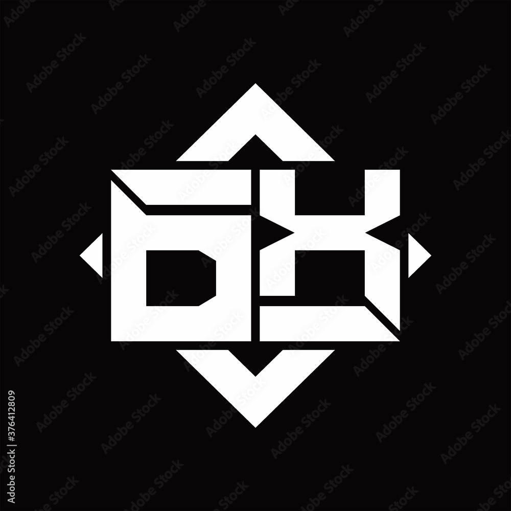 DX Logo monogram with overlapping line square rotate design template ...