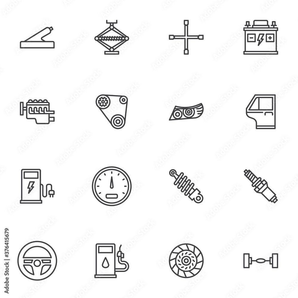 Car repair line icons set, outline vector symbol collection, linear ...