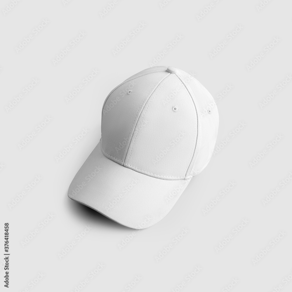 White textile hat template with visor, with realistic shadows, top view ...