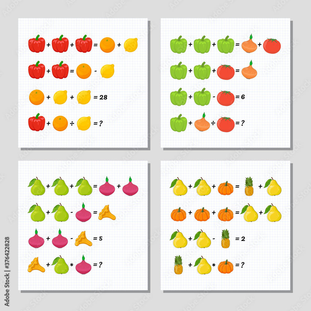 Mathematics educational game set for school pupils. Learning ...