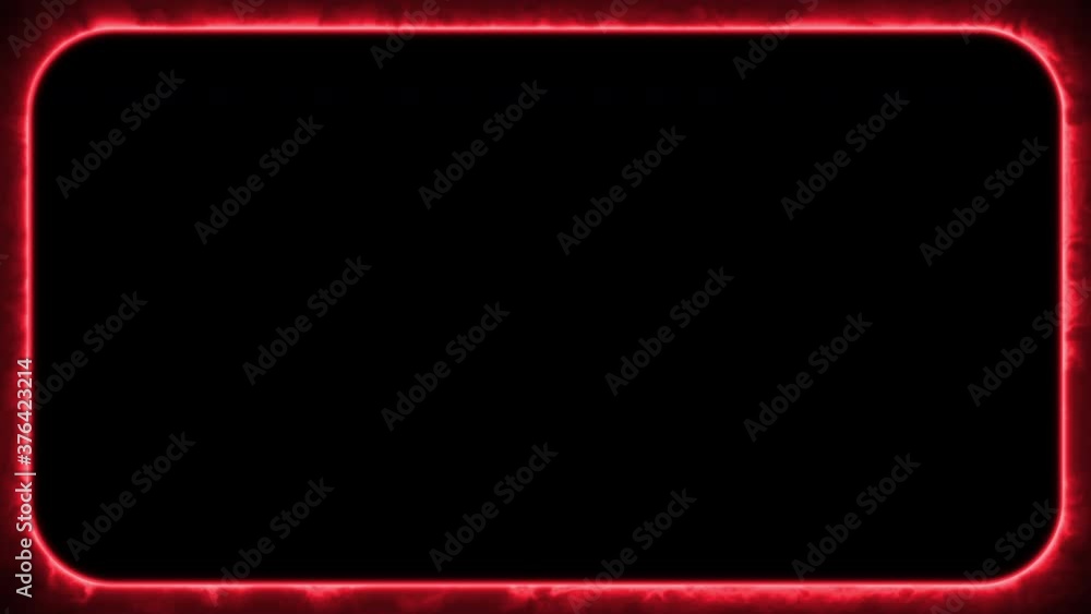 Abstract red neon mist glowing rectangle frame. 4K rounded rectangular ...