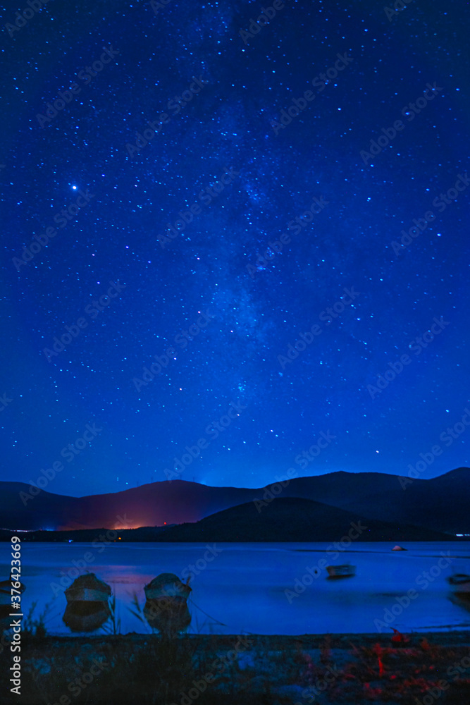 The amazing sky view of Milky Way from Bafa lake is a peaceful place ...