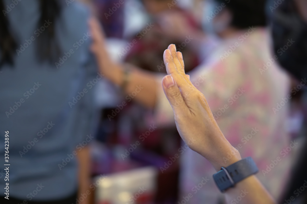 Hand Praying and Praise at Church. Stock Photo | Adobe Stock