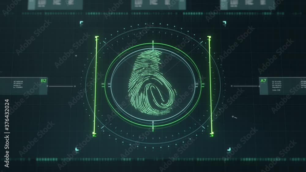 Vidéo Stock Biometrical fingerprint scanning concept animation ...