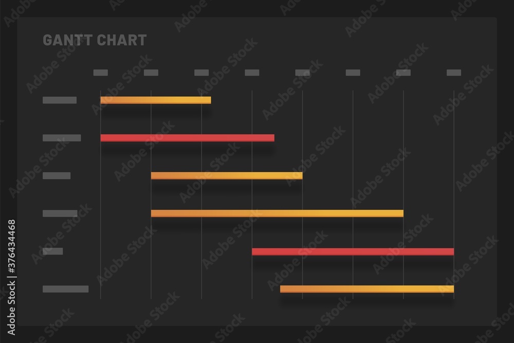 Gantt Chart. Elements of infographics on a dark background. Use in ...