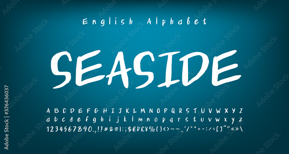 White handwritten font Alphabet. Uppercase and lowercase letters ...