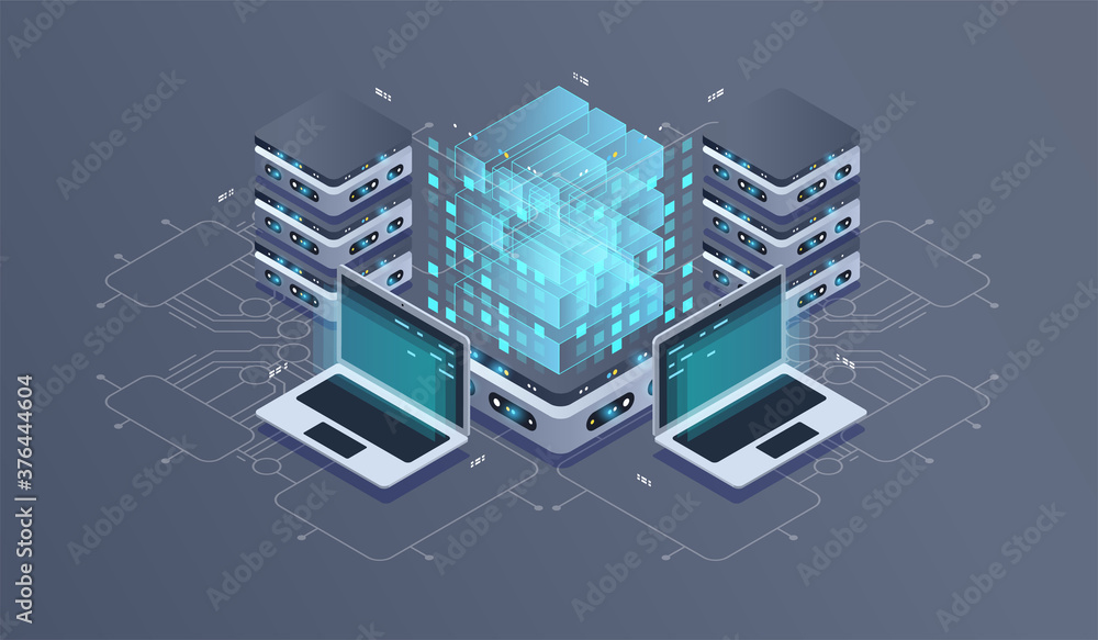 Technology isometric infographic design for quantum computer ...