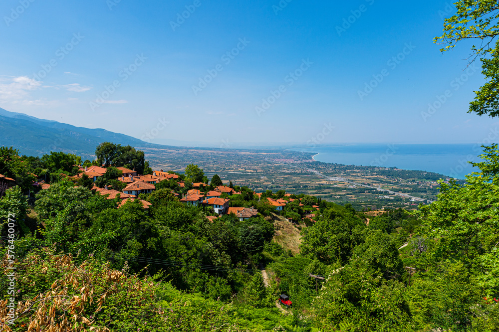 Mountain village of Palaios Panteleimonas, Mount Olympus Stock Photo ...