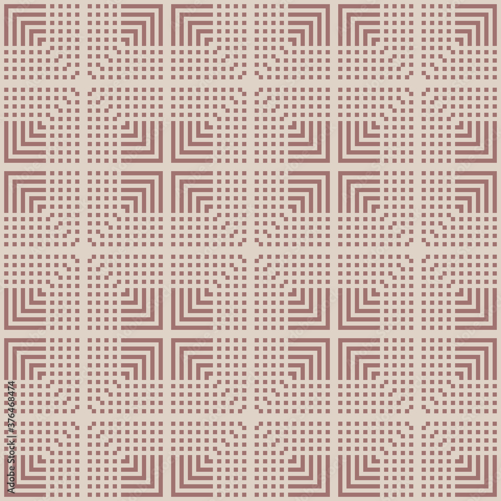 Vector Geometric Seamless Pattern With Squares Lines Grid Mesh Lattice Repeat Tiles Subtle