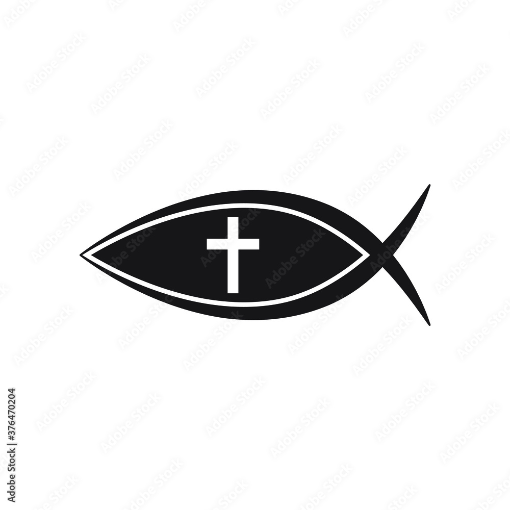 Jesus Fish icon, Christian Ichthys Fish symbol Stock Vector | Adobe Stock