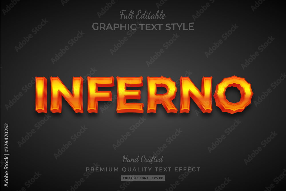 Inferno Editable 3D Text Style Effect Premium Stock Vector | Adobe Stock