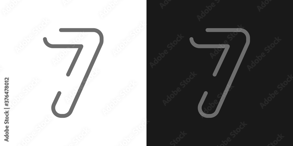 7 number line design font. Contrast color vector illustration Stock ...