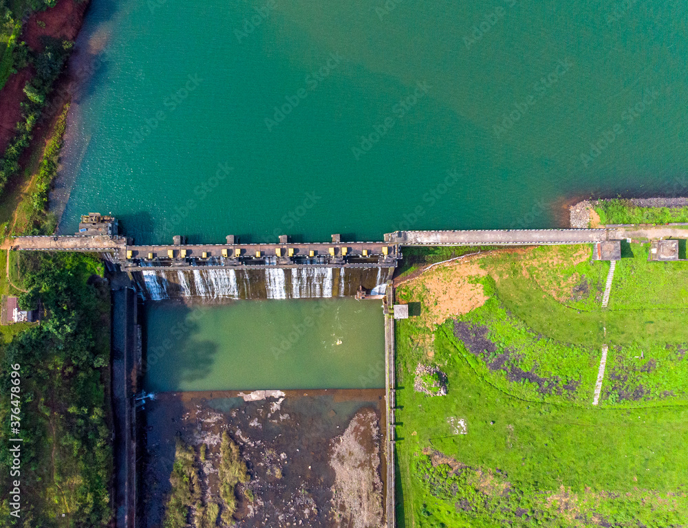 Eagle eye view of a Dam Stock Photo | Adobe Stock