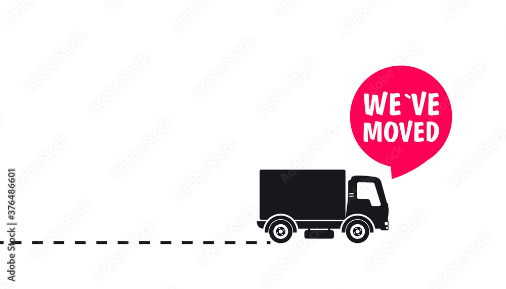 Stockvector We have moved. Map location pointer. We've moved. Truck ...