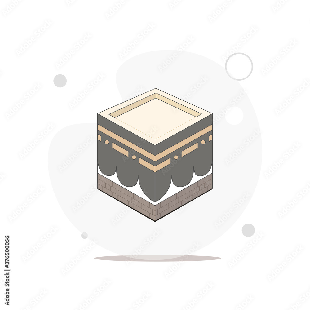 kaaba vector flat illustration on white Stock Vector | Adobe Stock