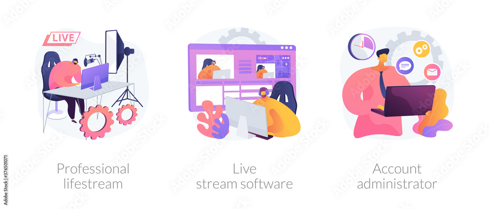 Broadcasting service abstract concept vector illustration set ...