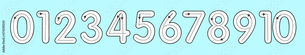 Coloring page outline of cartoon numbers. Educational exercise ...