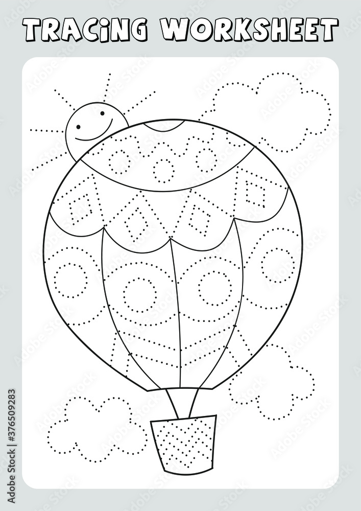 Coloring page outline of cartoon air balloon. Educational exercise ...