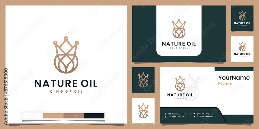 nature oil with leaves and crown logo design inspiration เวกเตอร์สต็อก ...