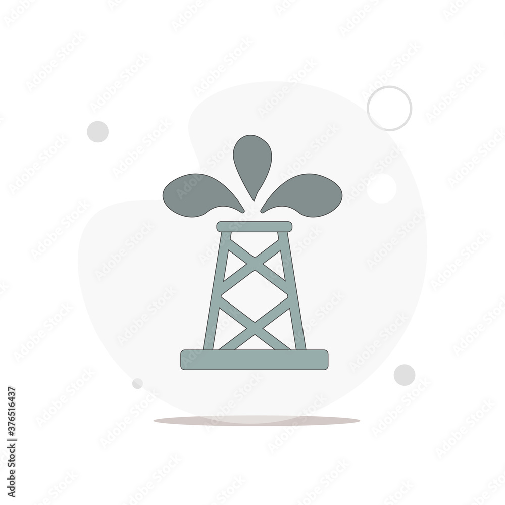 oil well vector flat illustration on white Stock Vector | Adobe Stock