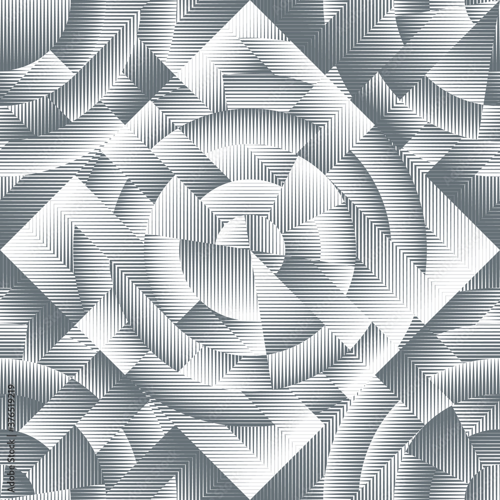 Volume asbtract seamless pattern. Light and shadow on shapes are ...