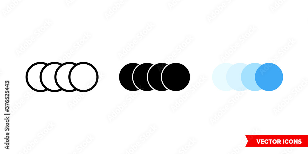 Animation icon of 3 types color, black and white, outline. Isolated ...