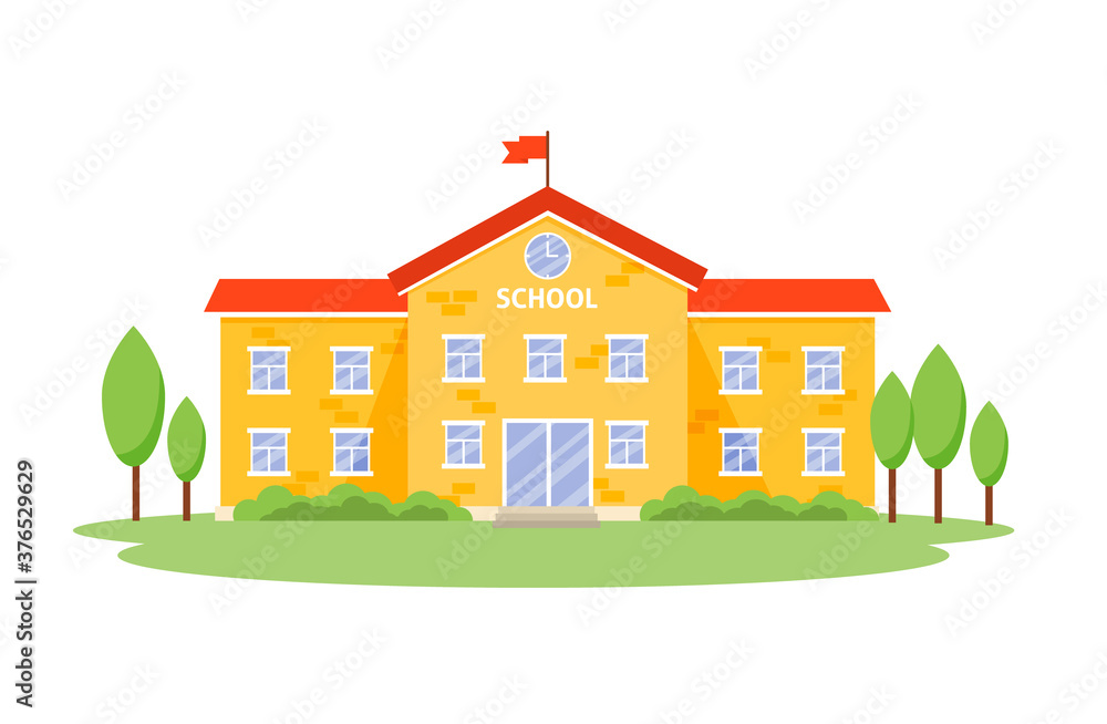 Vector illustration of a school building. Back to school concept. Stock ...
