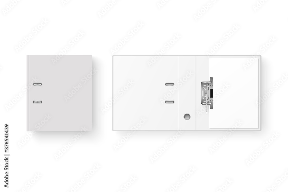 Vector 3d Opened and Closed Realistic White Blank Office Binder with ...
