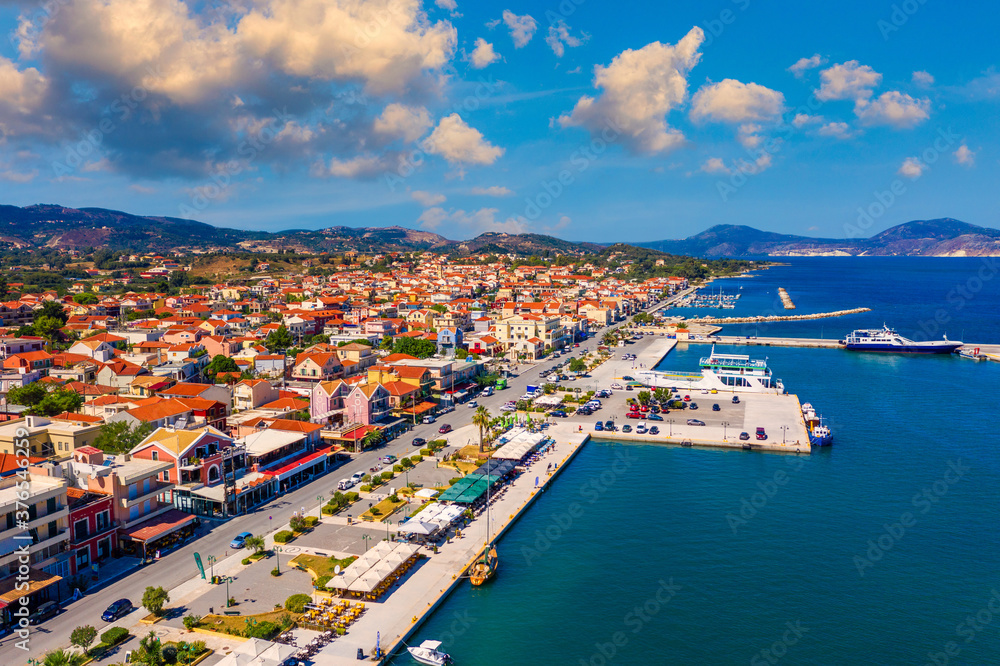 Lixouri is the second largest city of Kefalonia, Greece. Aerial view of ...