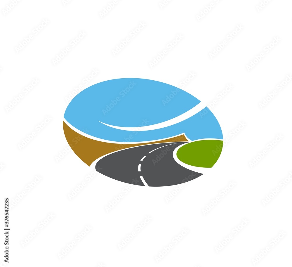 Road, pathway or highway isolated vector icon. Transport driveway ...