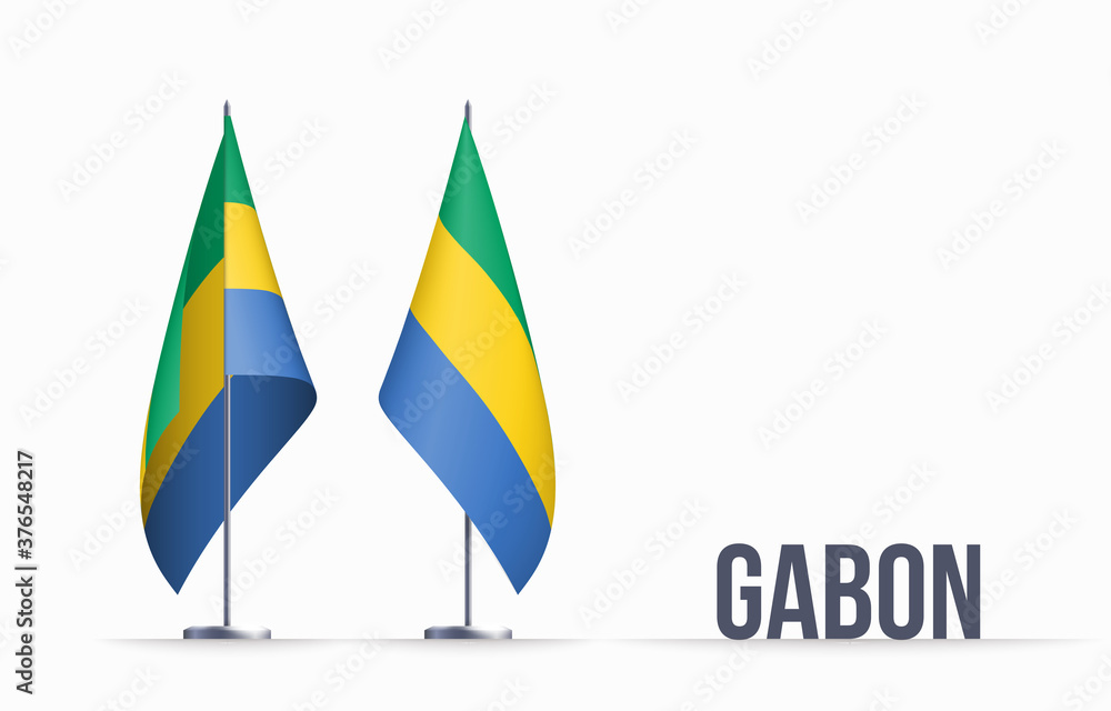Gabon flag state symbol isolated on background national banner ...