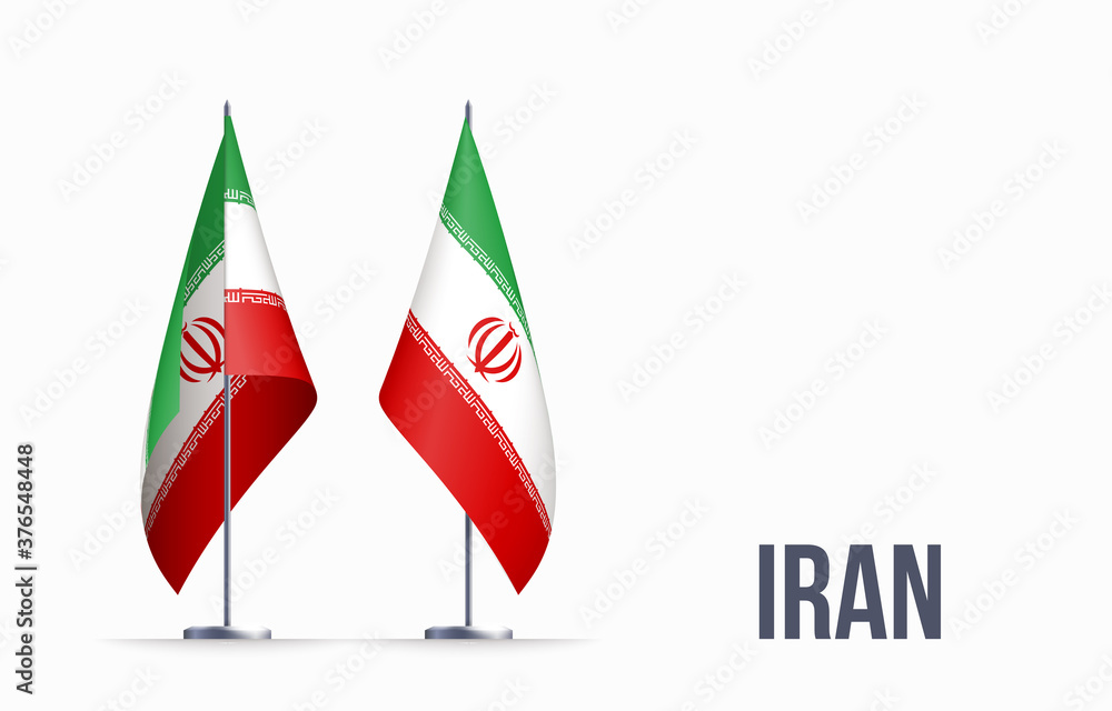 Iran flag state symbol isolated on background national banner. Greeting ...