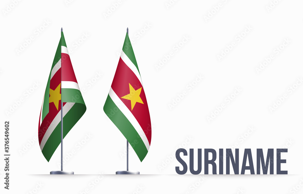 Suriname flag state symbol isolated on background national banner ...