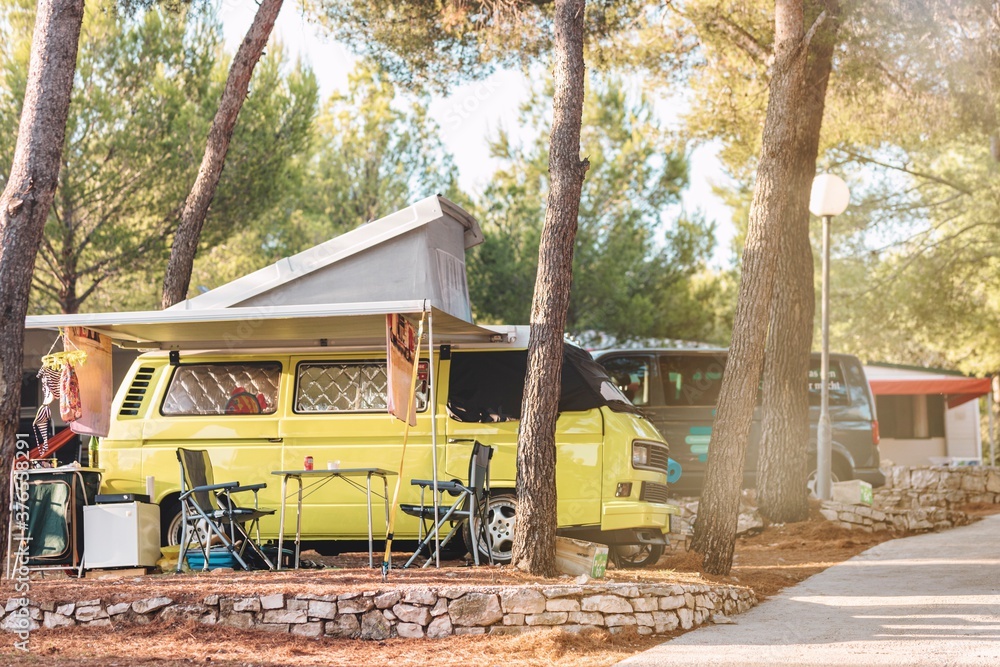 Campervan caravan vehicle home camper mobile motor home. Well-equipped ...