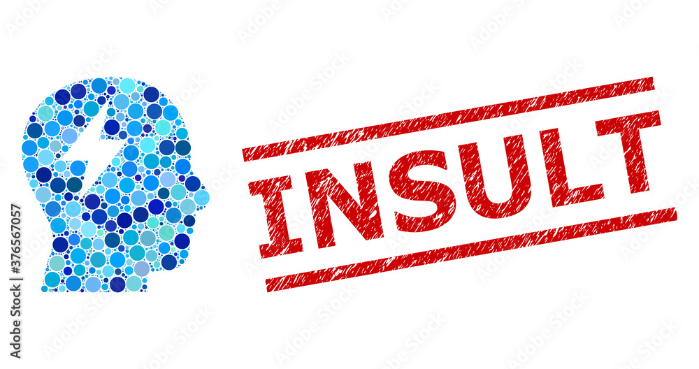 Circle composition brainstorming and INSULT scratched stamp seal. Stamp ...