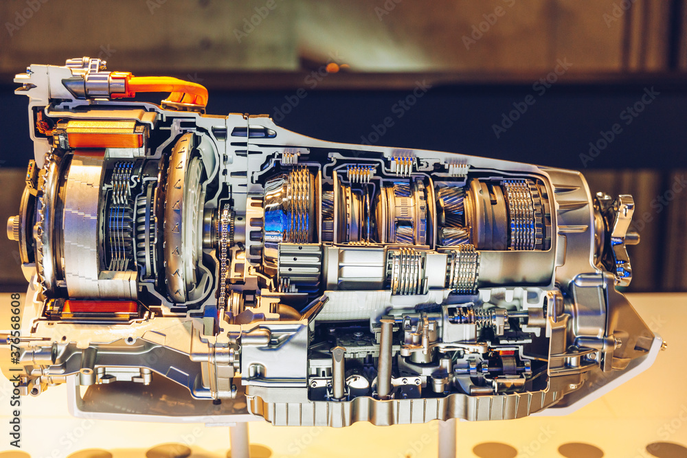 Powerful engine of a car. Internal design of engine. Car engine part ...